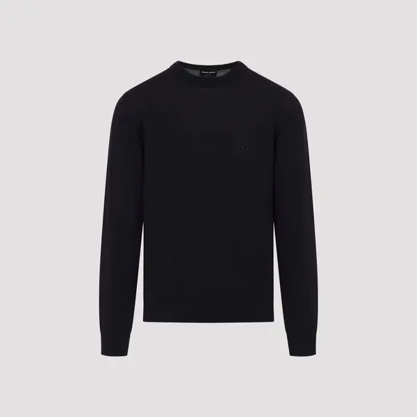 Giorgio Armani Virgin Wool Crewneck Sweater - Blue