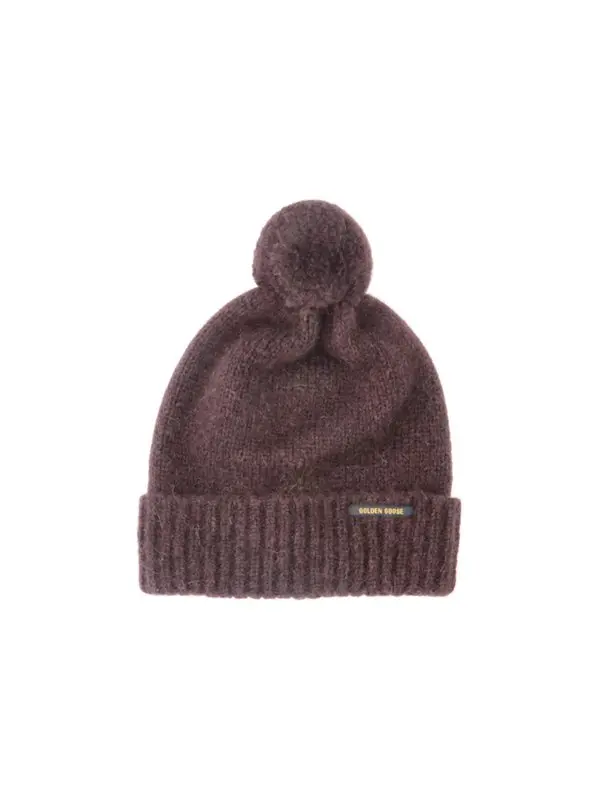 GOLDEN GOOSE Alpaca & Virgin Wool Knit Beanie With Pom-pom - Brown