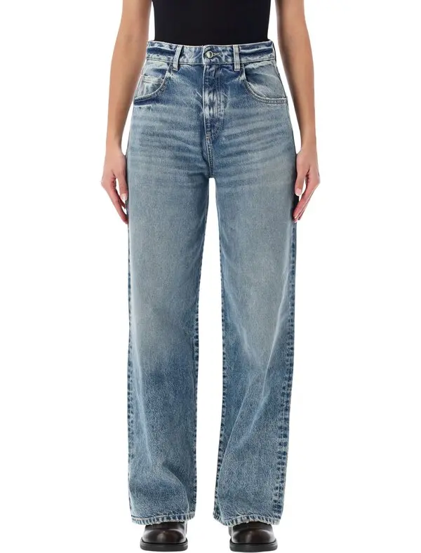 ICON DENIM LOS ANGELES High-rise Wide-leg Jeans - Light Mid Blue