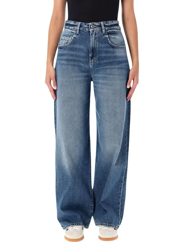 ICON DENIM LOS ANGELES High-rise Wide-leg Jeans - Mid Blue