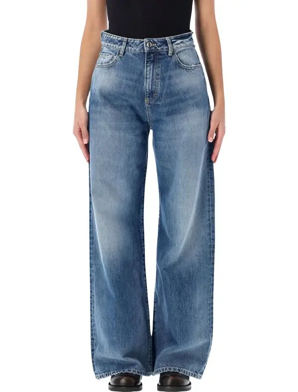 ICON DENIM LOS ANGELES High-rise Wide-leg Jeans - Mid Blue