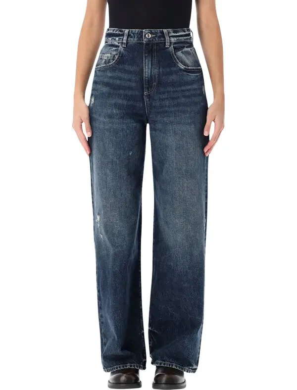 ICON DENIM LOS ANGELES High-rise Wide-leg Jeans - Mid Blue