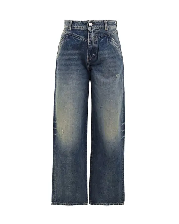 ICON DENIM LOS ANGELES High-rise Wide-leg Jeans - Smoke Blue