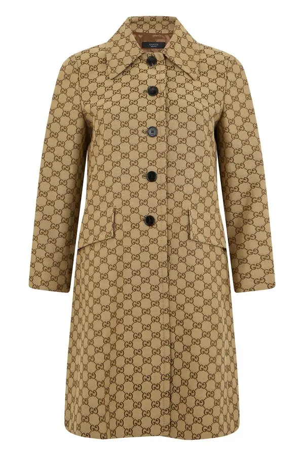 Gucci Button-closure Trench Coat With Classic Collar - Beige