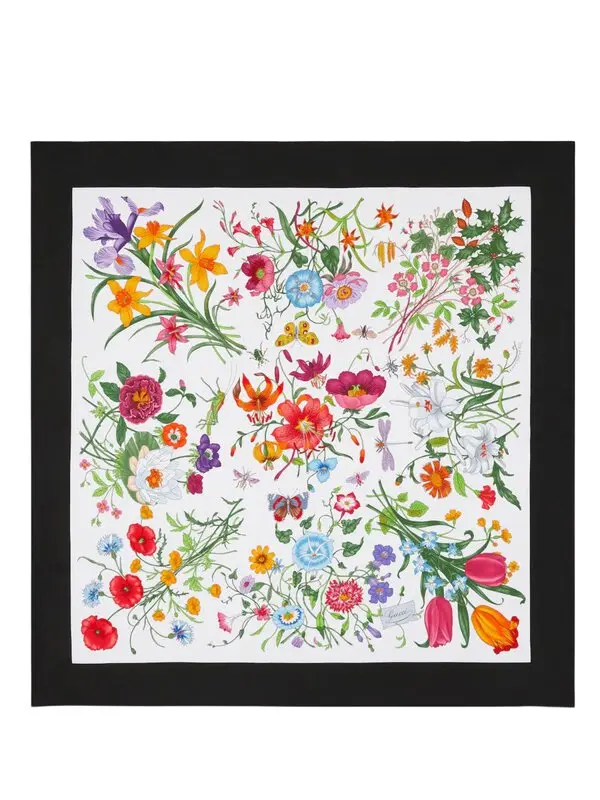 Gucci Floral Silk Scarf - White