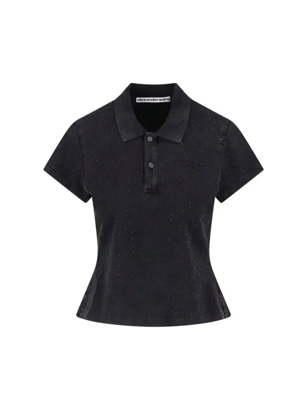 Alexander Wang Short Sleeve Textured Polo Shirt