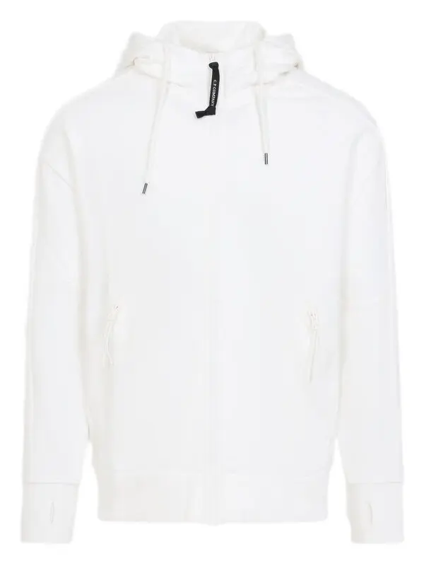 C.P. COMPANY C. P. Company Diagonal Raised Fleece Goggle Sweatshirt - White