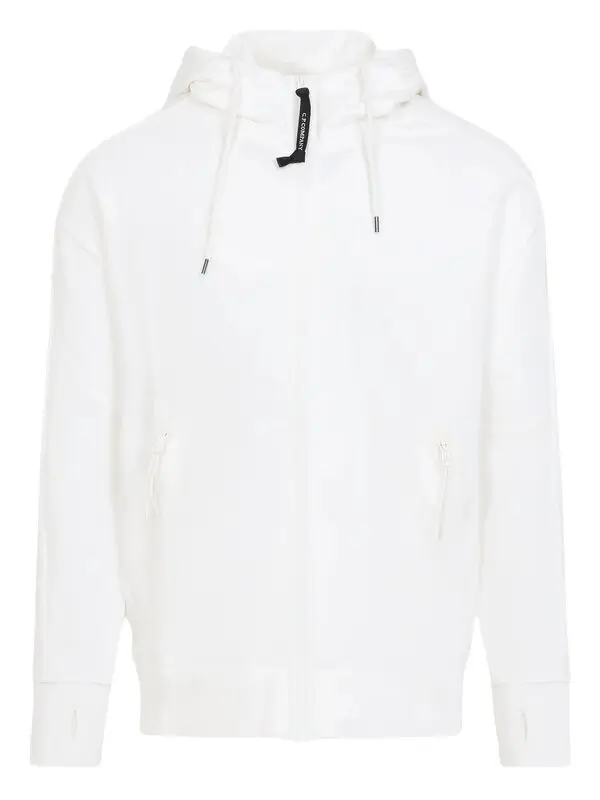 C.P. COMPANY Diagonal Raised Fleece Goggle Sweatshirt - White