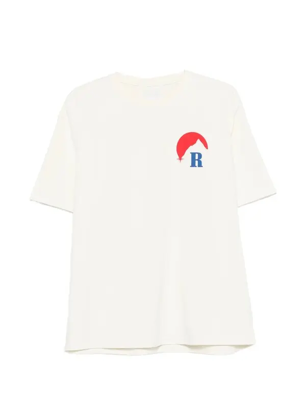Rhude Crewneck T-shirt With Chest And Back Print - Bianco