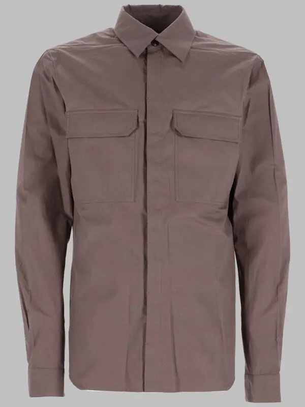 Rick Owens Inspired Long Sleeve Shirt For - Brown