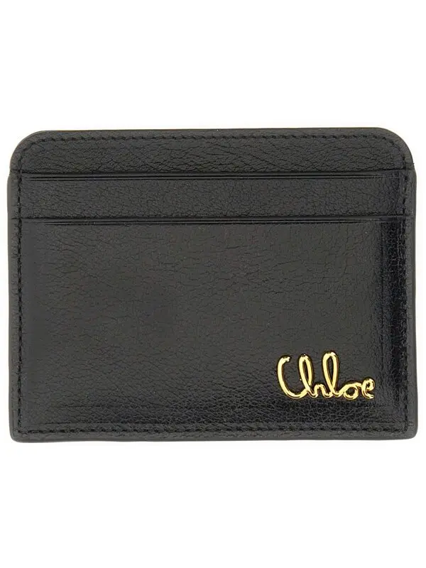 Chloé Iconic Calf Leather Card Holder - Black