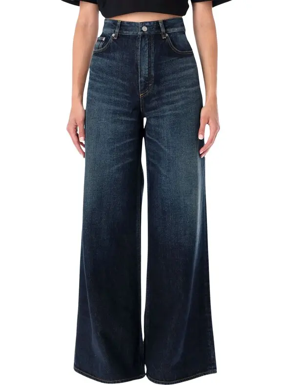 Alaïa High-rise Wide-leg Denim Jeans - Dock Blue