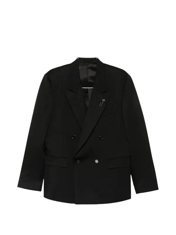LARDINI Double Breasted Tailored Overcoat - Black
