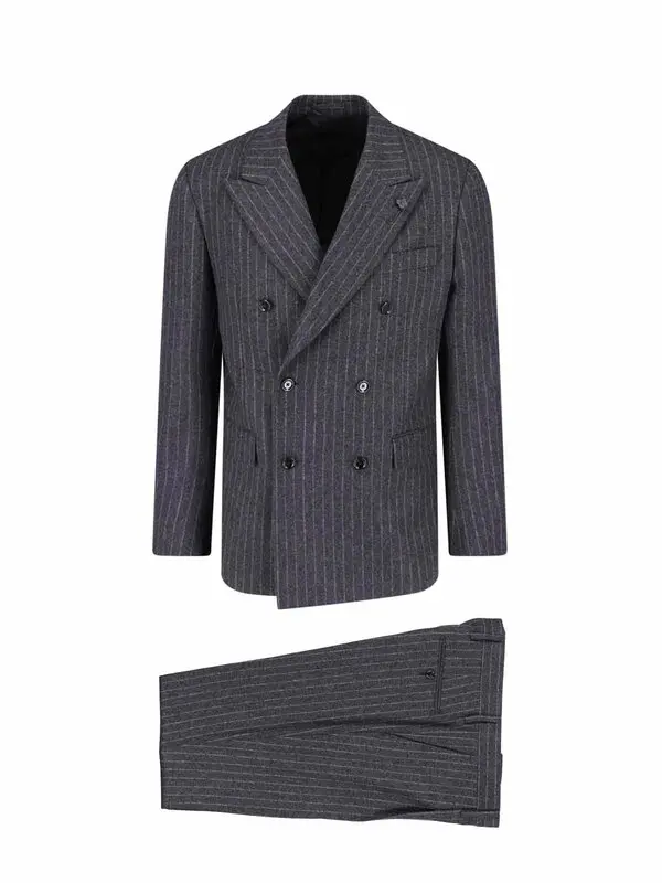 LARDINI Double-breasted Pinstripe Suit Set