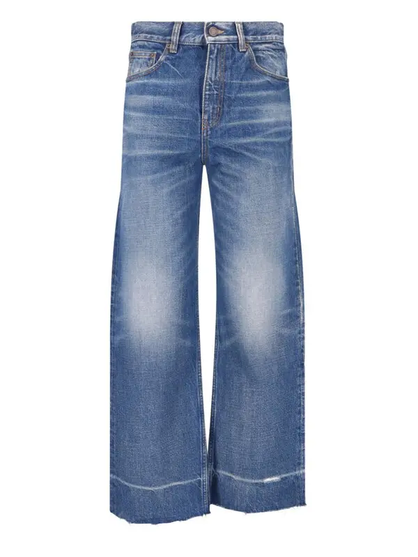 Chloé 100% Cotton Denim Jeans With Calf Leather Patch Pockets