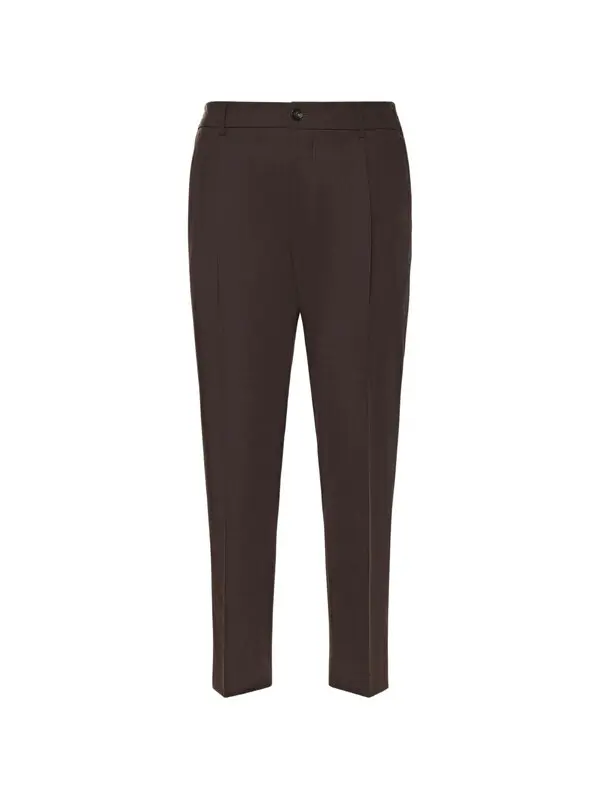 BEABLE Fashionable Belt Loops Back Pockets Trousers - Brown