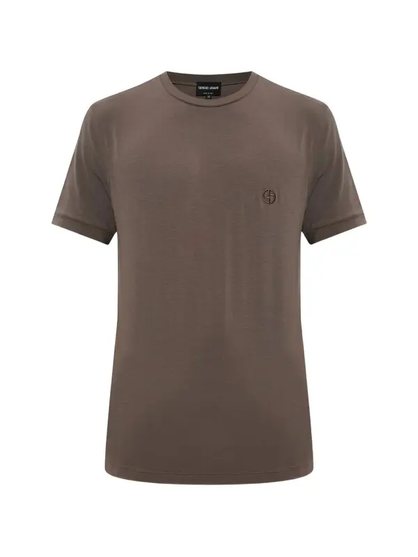 Giorgio Armani S Crewneck Logo T-shirt - Brown