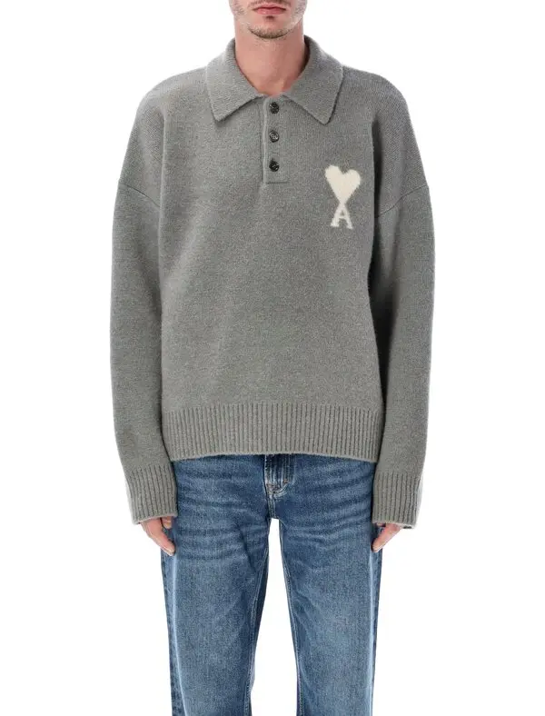 AMI Paris Alpaca-wool Blend Crewneck Sweater - Gris