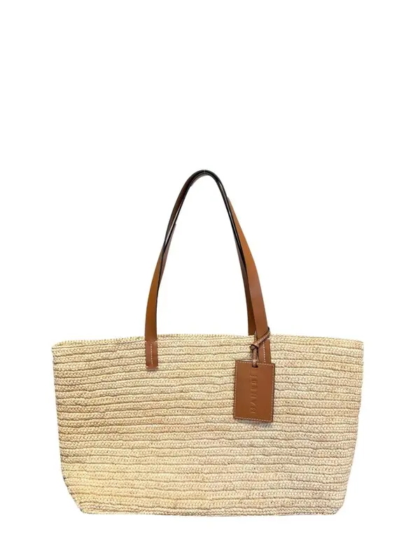 Manebí Raffia Tote Bag With Leather Accents - Beige