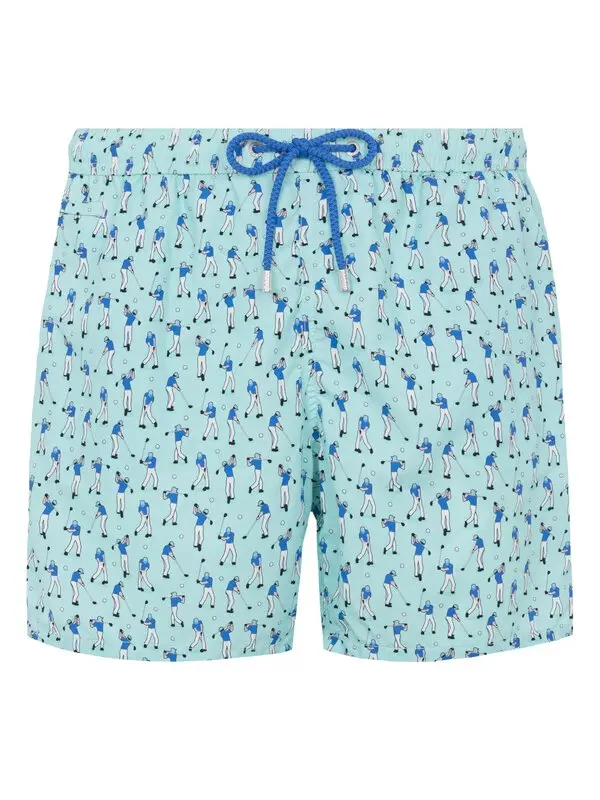 MC2 SAINT BARTH Lightweight Printed Swim Shorts - Light Blue