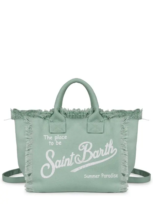 MC2 SAINT BARTH Cotton Tote Bag With Fringe Detail - Green
