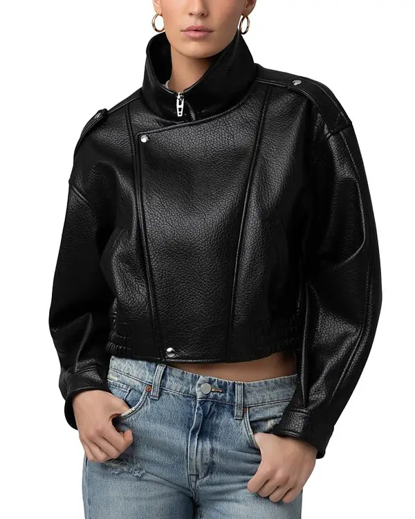 Blanknyc Faux Leather Funnel Collar Bomber Jacket - Night Moves
