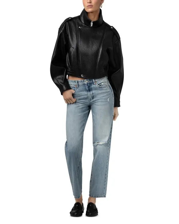 Blanknyc Faux Leather Funnel Collar Bomber Jacket