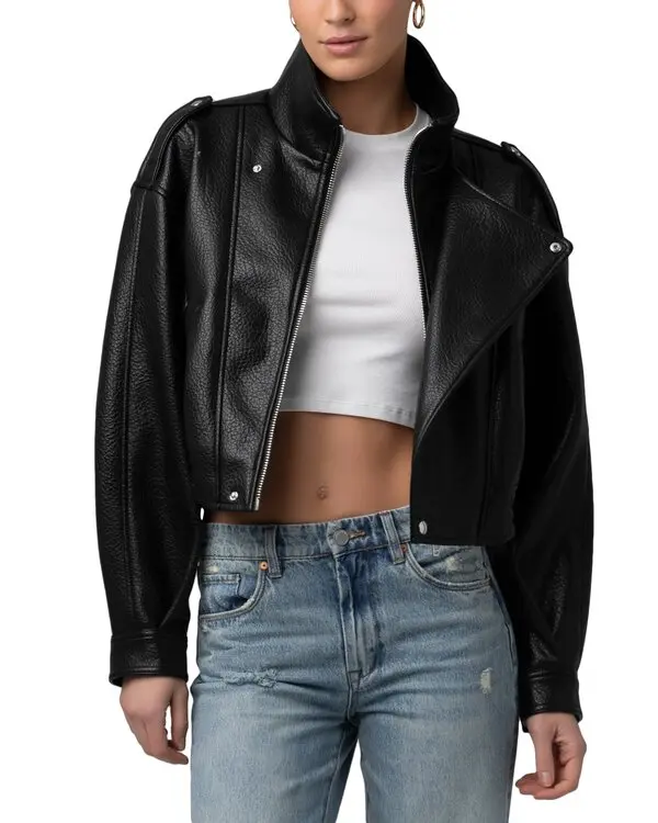 Blanknyc Faux Leather Funnel Collar Bomber Jacket