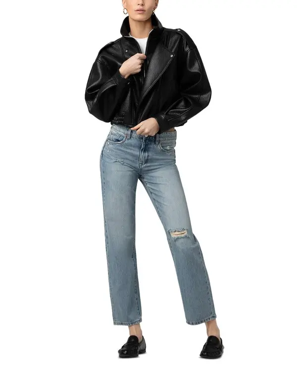 Blanknyc Faux Leather Funnel Collar Bomber Jacket