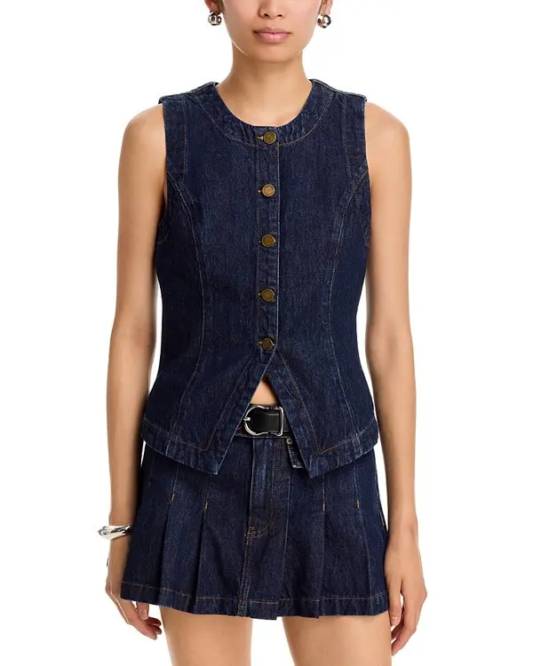 Blanknyc Denim Button Front Vest Top
