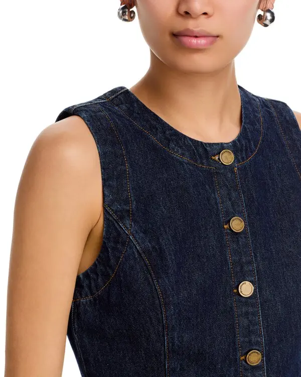 Blanknyc Denim Button Front Vest Top