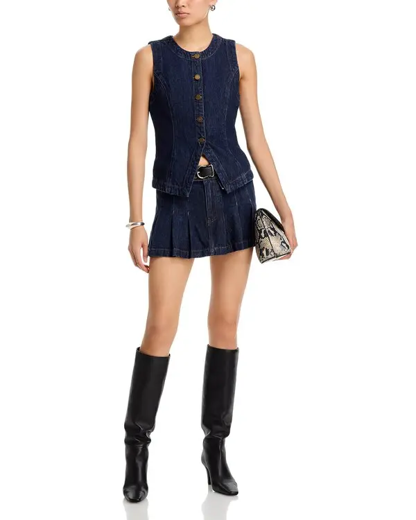 Blanknyc Denim Button Front Vest Top