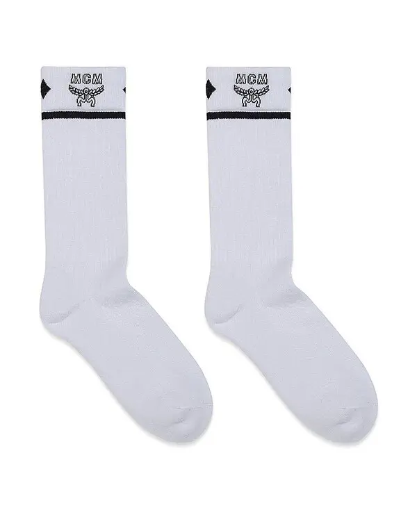 Mcm Logo Jacquard Socks - White