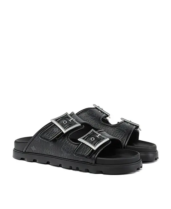Mcm Visetos Buckled Sandals - Black