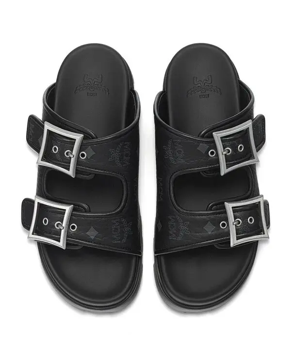 Mcm Visetos Buckled Sandals - Black
