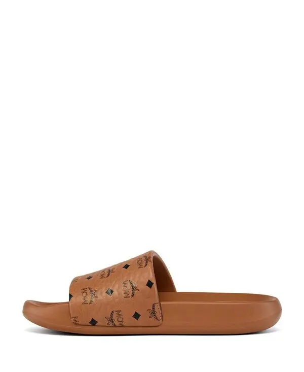 Mcm Monogram Print Rubber Slides