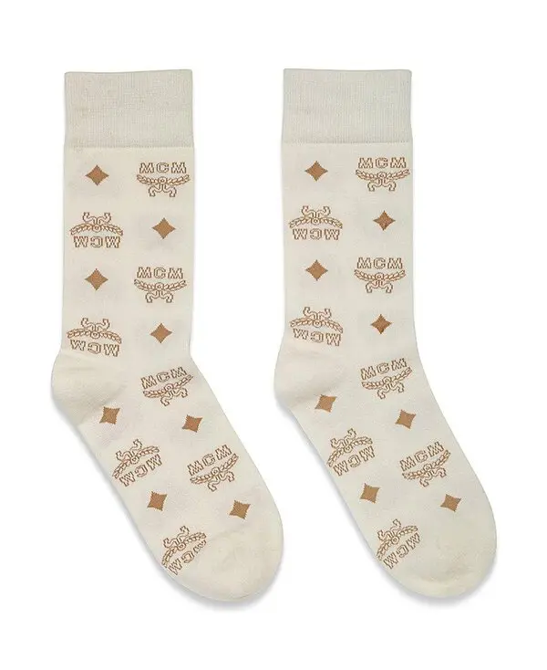 Mcm Monogram Knit Socks - Beige