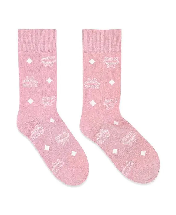 Mcm Monogram Knit Socks - Pink