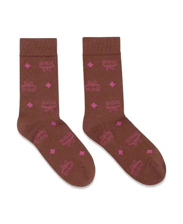 Mcm Monogram Knit Socks - Sangria Sunset