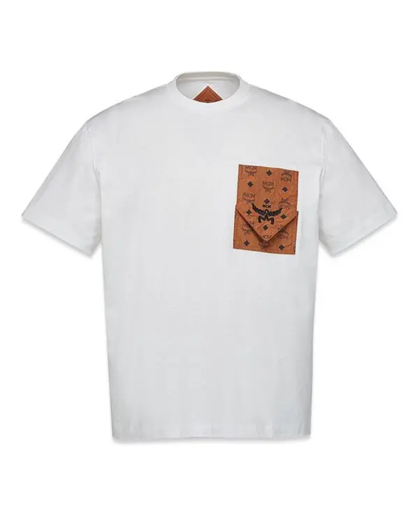 Mcm Monogram Patch Pocket T-shirt In Organic Cotton - White