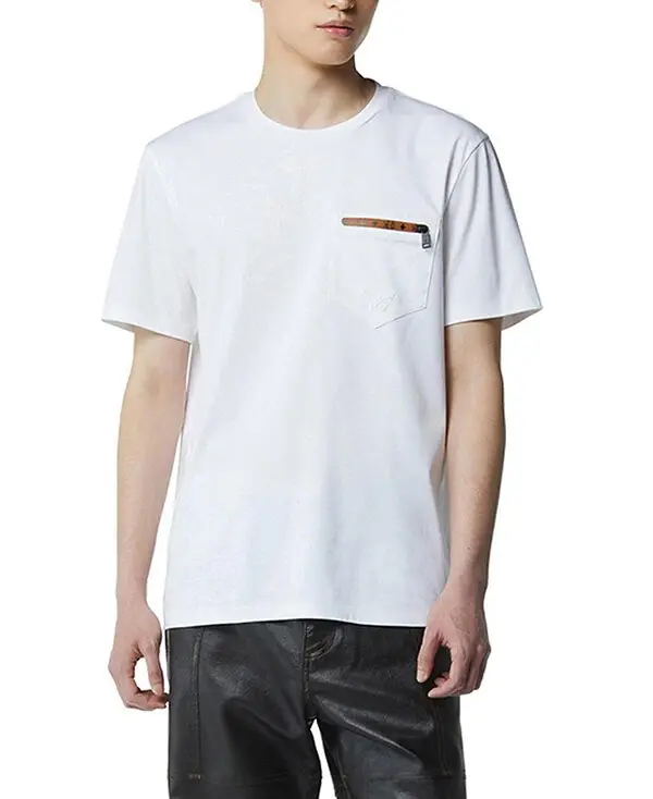 Mcm Silket Logo T-shirt With Zip Pocket - White