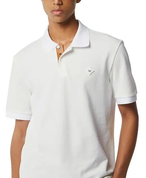 Mcm Diamond Patch Pique Polo - White