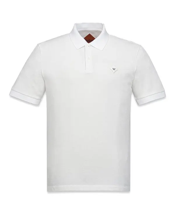 Mcm Diamond Patch Pique Polo - White
