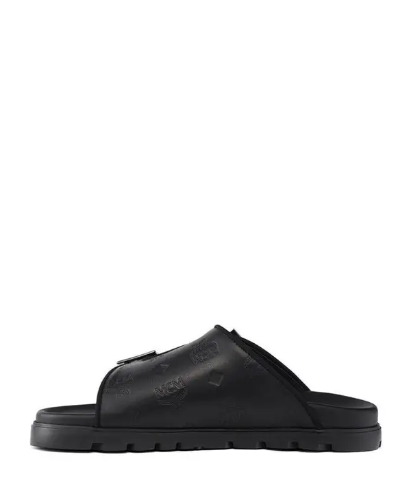 Mcm Embossed Monogram Leather Sandals