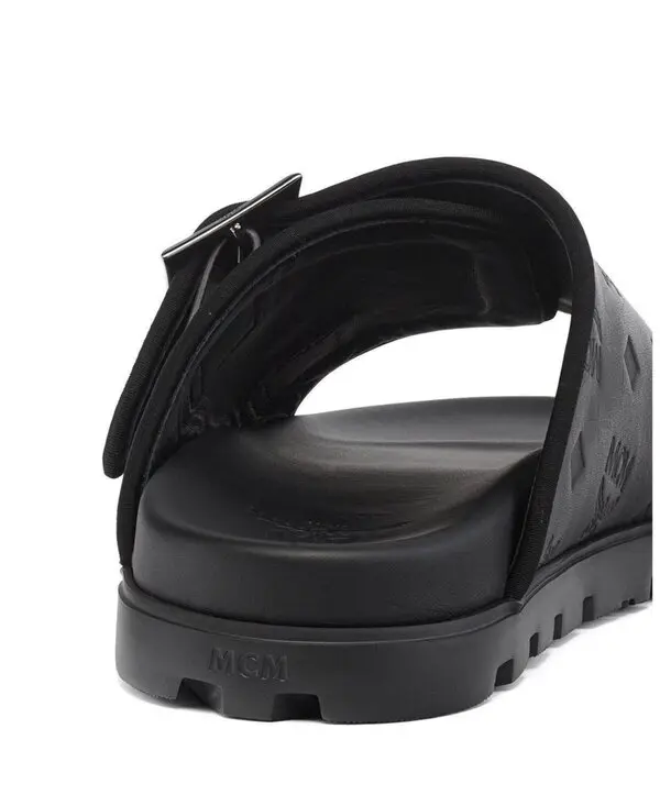 Mcm Embossed Monogram Leather Sandals