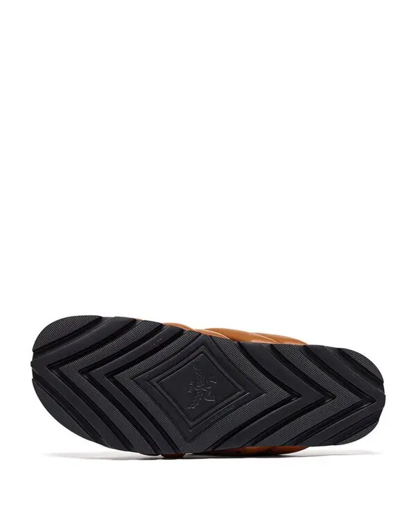 Mcm Monogram Print Cross Sandals In Lamb Leather