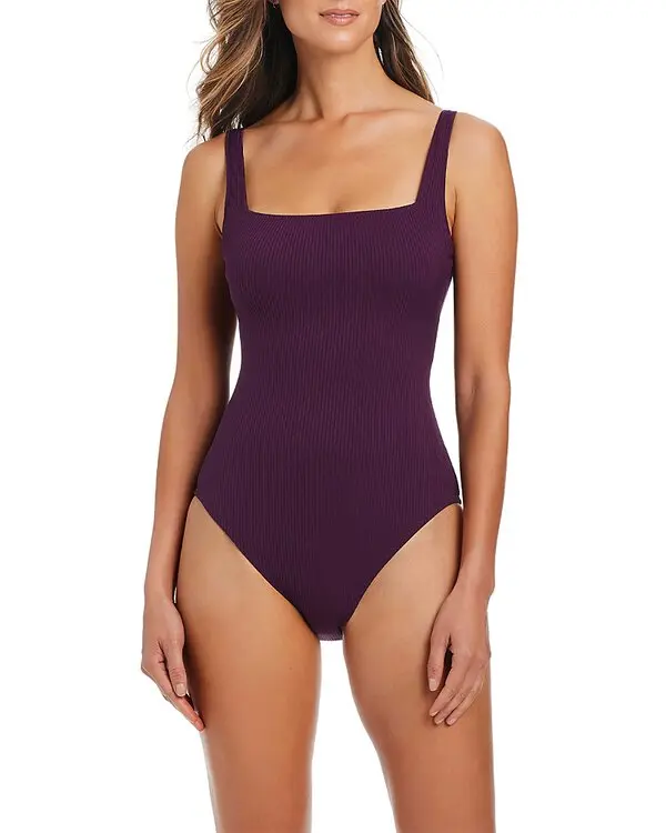 BLEU BY ROD BEATTIE Square Neck Tank Mio One Piece Swimsuit - Grenache