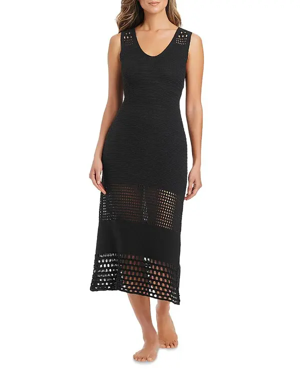 BLEU BY ROD BEATTIE Long Crochet Dress Swim Cover-up - Black