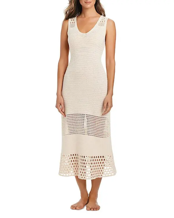 BLEU BY ROD BEATTIE Long Crochet Dress Swim Cover-up - Natural