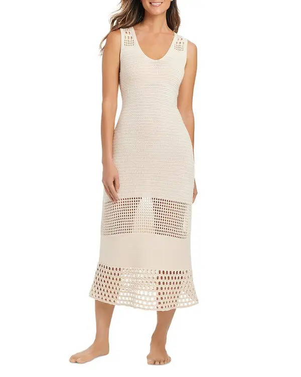 BLEU BY ROD BEATTIE Long Crochet Dress Swim Cover-up - Natural